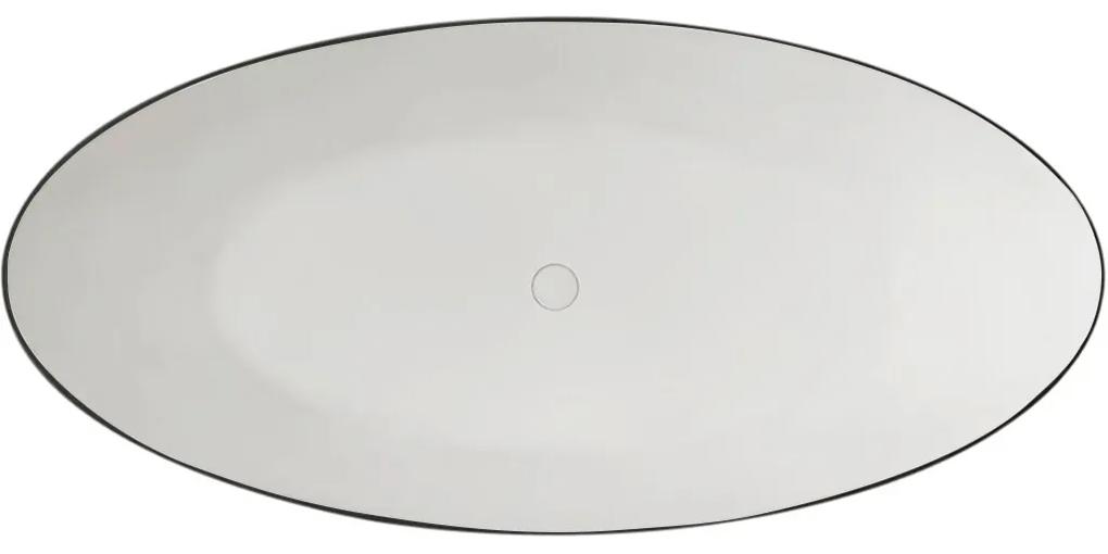 CERANO - Volně stojící vana z litého mramoru Emilia - černá matná/bílá matná - 180x85cm