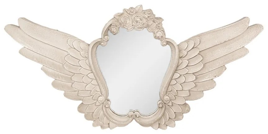 Béžové nástěnné zrcadlo se zdobením a křídly Ouida - 70*5*35 cm