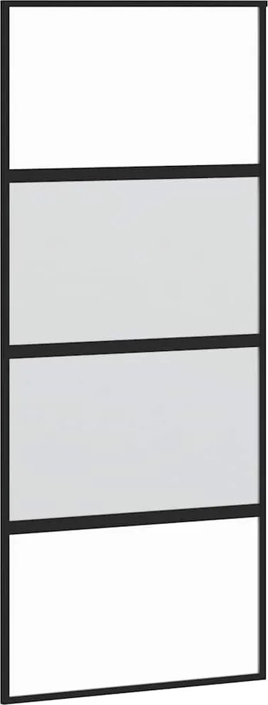 Posuvné dveře se sadou kování černé 90x205 cm Tvrzené sklo 3375830