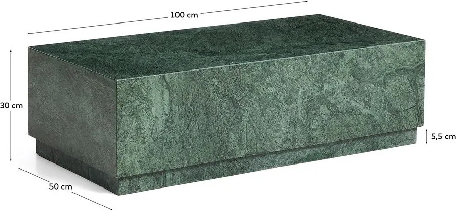 Zelený mramorový konferenční stolek 50x100 cm Sorein – Kave Home