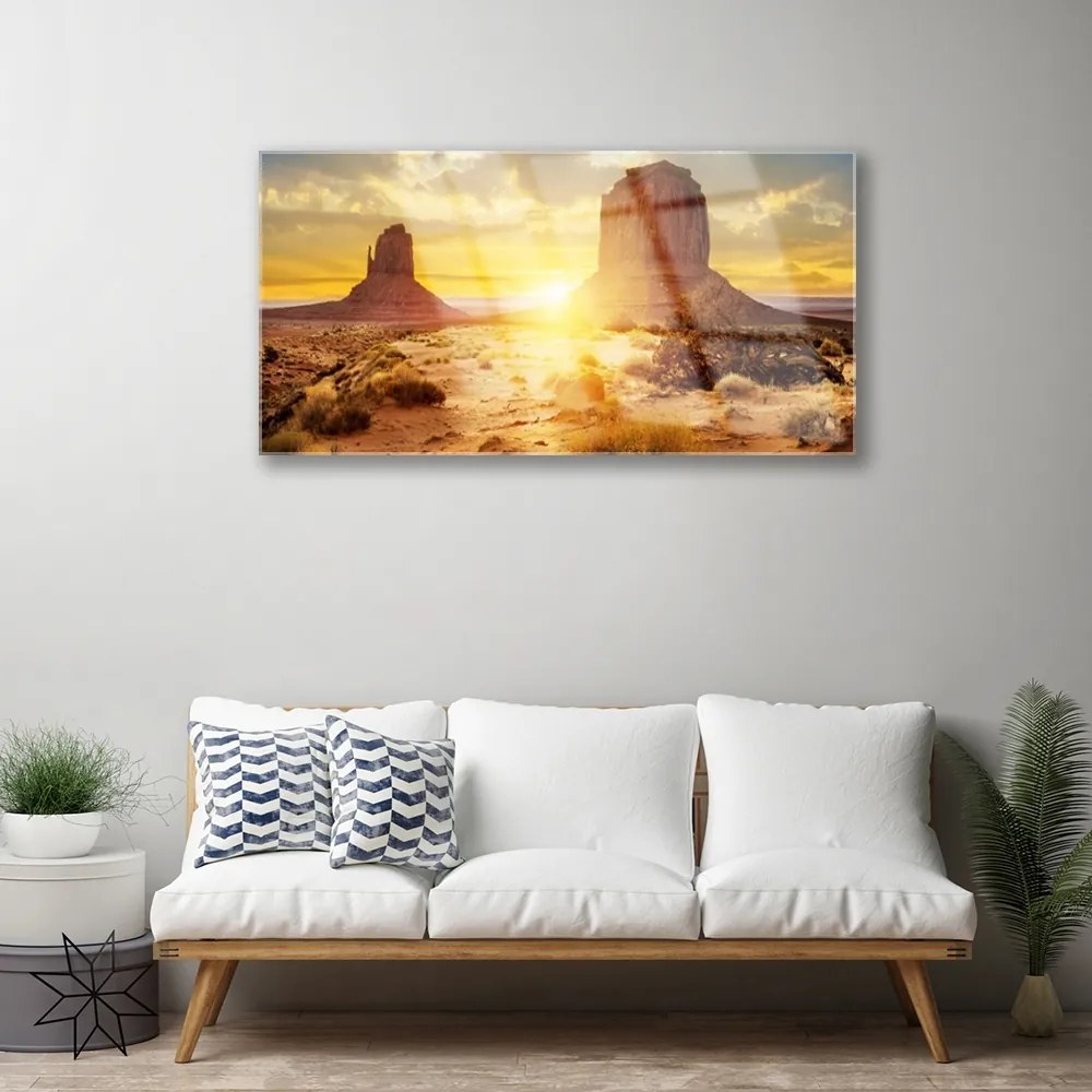 akrylový obraz Poušť Slunce Krajina 100x50 cm