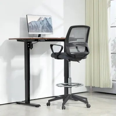 Vinsetto Kancelářská židle ergonomická židle ke stolu s područky a nastavitelným opěrným kroužkem, síťovina šedá