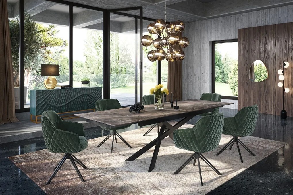 Designová židle Natasha tmavě zelený samet