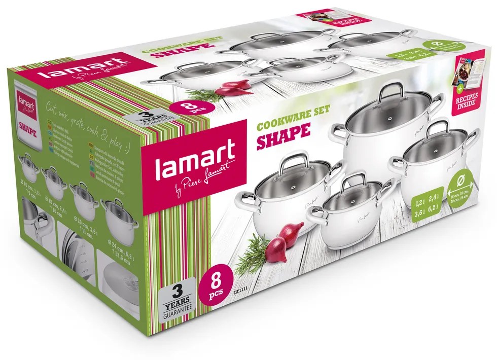 Sada nádobí Lamart LT1111 Nerez Shape 8 ks