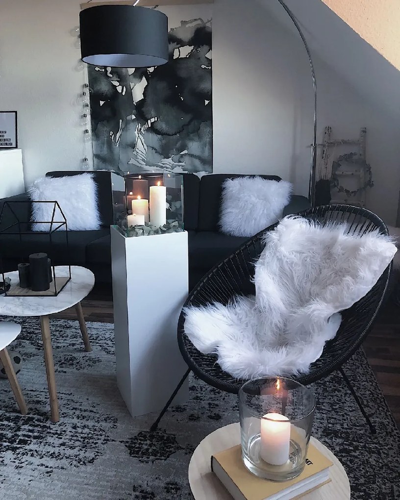Dekorační svícen/sloup CANDELA, hliníkový kompozit, výška 100 cm, bílá