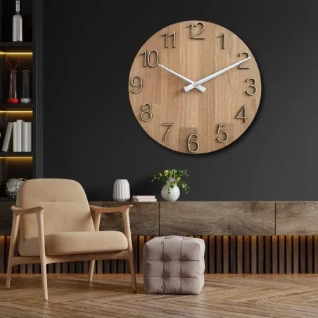 Dřevěné nástěnné hodiny moderní design I SENTOP MAS016-OSMO-3041-heads-silver