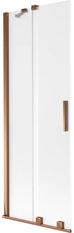 Mexen Velar, 2-křídlová posuvná vanová zástěna 75 x 150 cm, 8mm sklo námraza, růžové zlato, 896-075-000-31-60