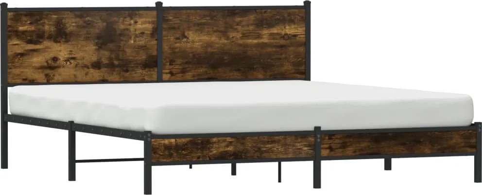 Kovový rám postele bez matrace kouřový dub 183 x 213 cm 3301378