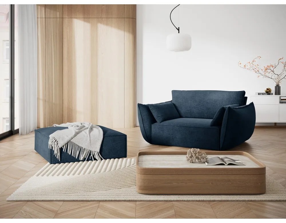 Tmavě modrá žinylková podnožka Vanda – Mazzini Sofas