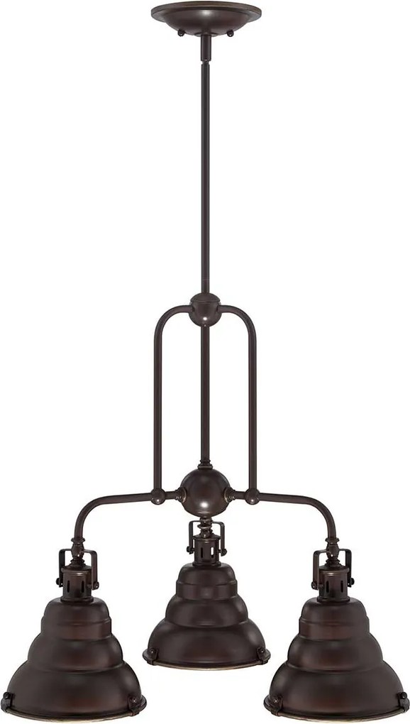 Elstead Industriální tříramenný lustr Quoizel Eastvale Palladianský bronz 3x E27