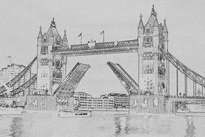 Fototapeta DIMEX Tower Bridge Painting Black XL-306| 330 x 220 cm