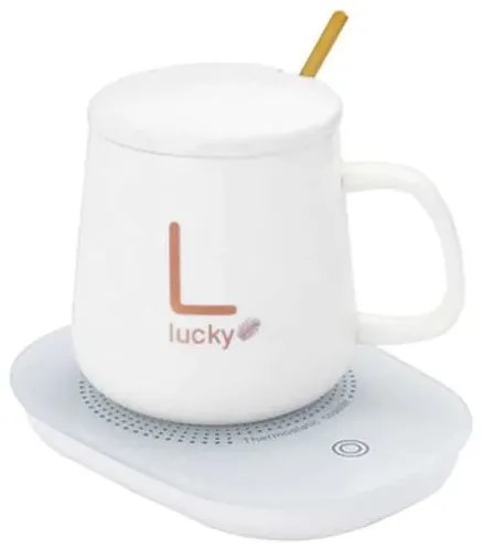 Sada keramického hrnku s elektrickým ohřívačem Lucky v dárkovém balení - white