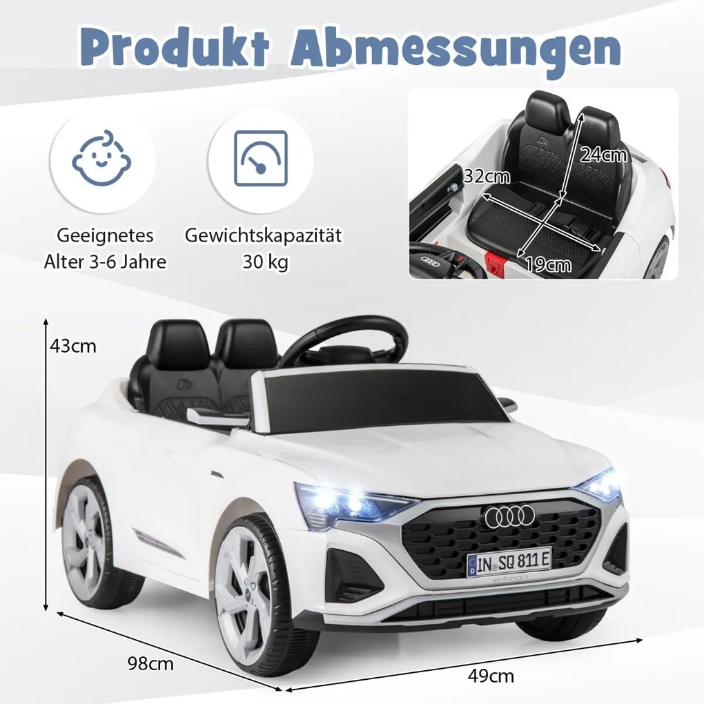 Costway Licencované elektrické vozidlo Audi SQ8 Dětské auto 12-V s – bílý