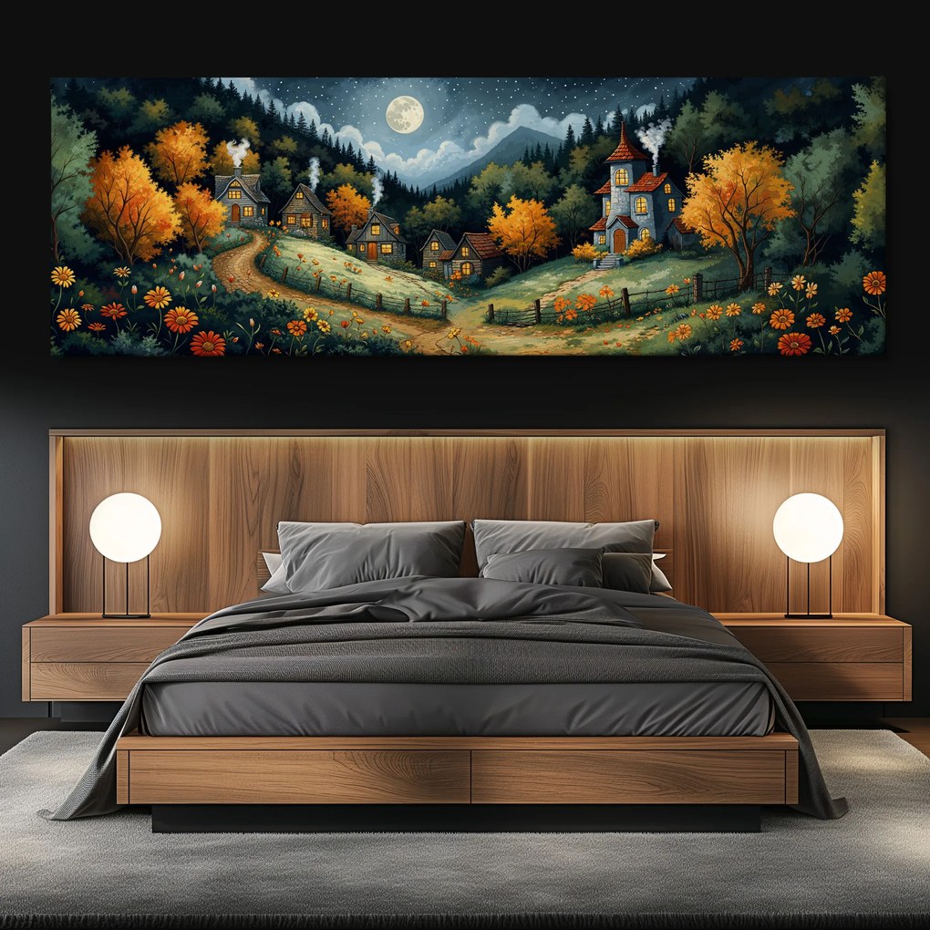 Obraz na plátně - Za hlubokým lesem v Moonhills FeelHappy.cz Velikost obrazu (šířka x výška): 240 x 80 cm
