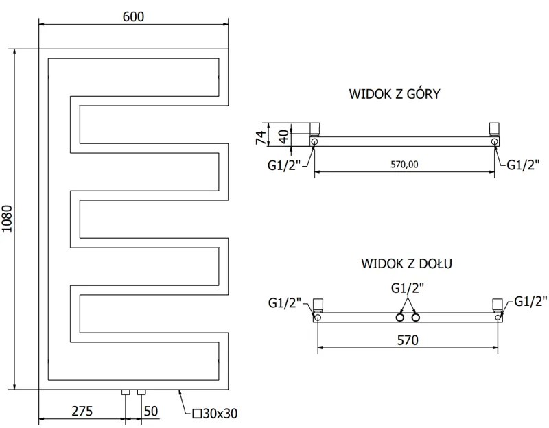 Mexen Floryda designový radiátor 1080 x 600 mm, 358 W, Bílá - W206-1080-600-00-20