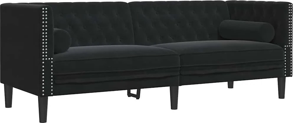 3dílná sedací souprava Chesterfield s podhlavníky černá samet 3209286