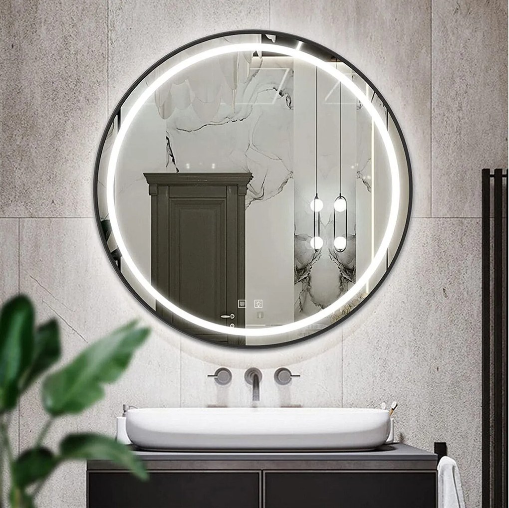 Tutumi Rea, LED zrcadlo 80cm s černým rámem MMJ P11397, HOM-05514