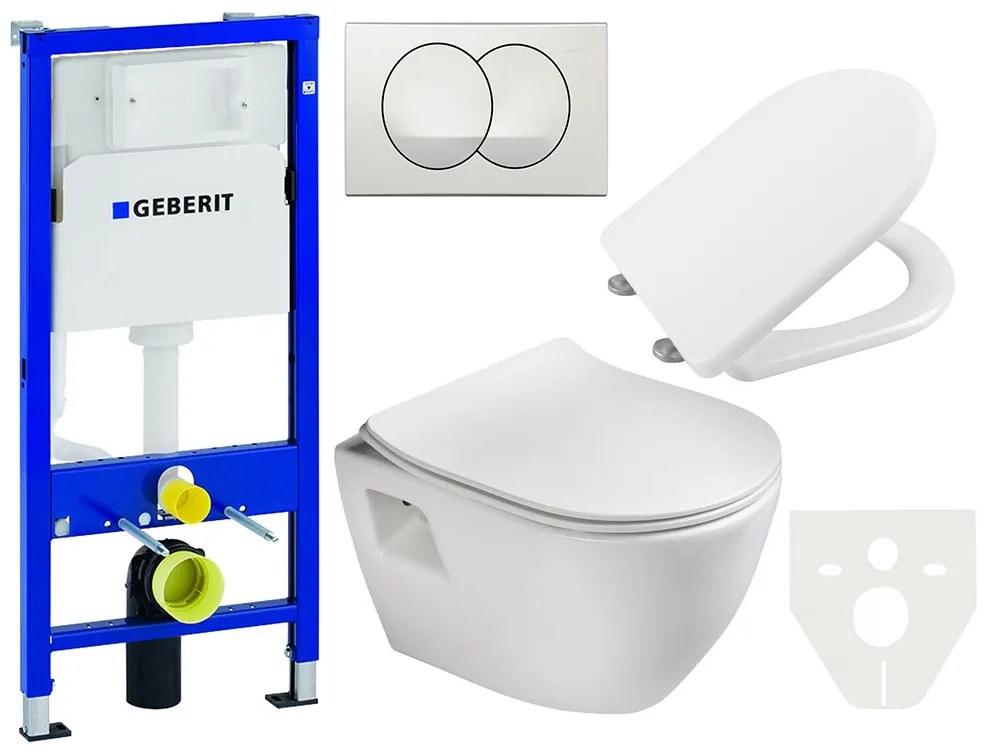 AKCE/SET/LIVERO Geberit - Modul pro závěsné WC Duofix Delta 12 s tlačítkem Delta20, alpská bílá + PAULA závěsná WC mísa, 35,5x50cm, bílá + LENA WC se…