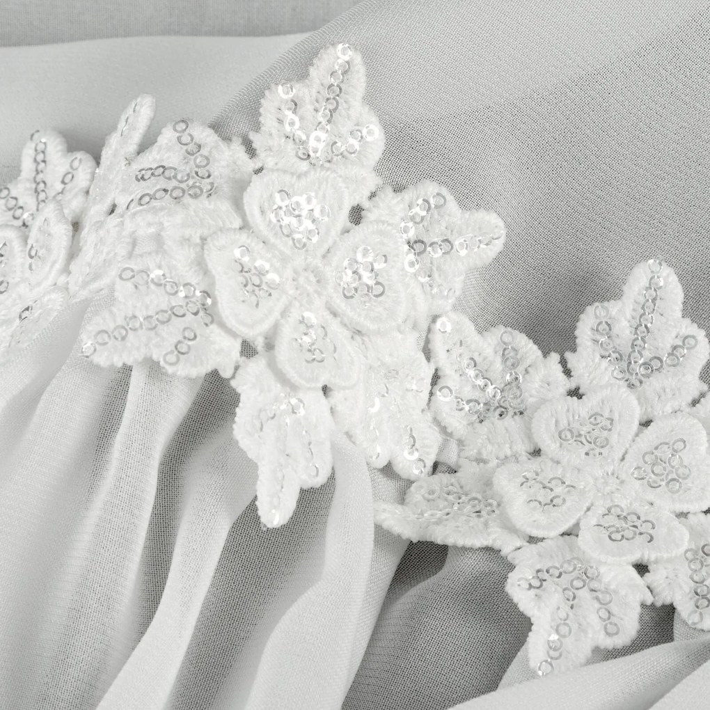 VÁNOČNÍ ZÁCLONA NA KROUŽCÍCH FLAKE 350X160 CM BÍLÁ
