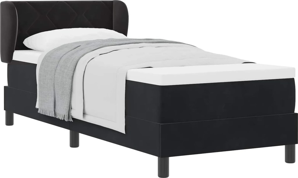 Postel s boxspringem s čelo Černá 80 x 200 cm samet 3340414