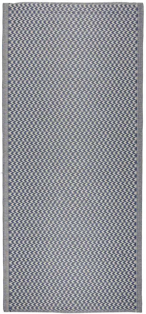 IB LAURSEN Plastový koberec Recycled Blue 90x180 cm, modrá barva, bílá barva, plast, textil