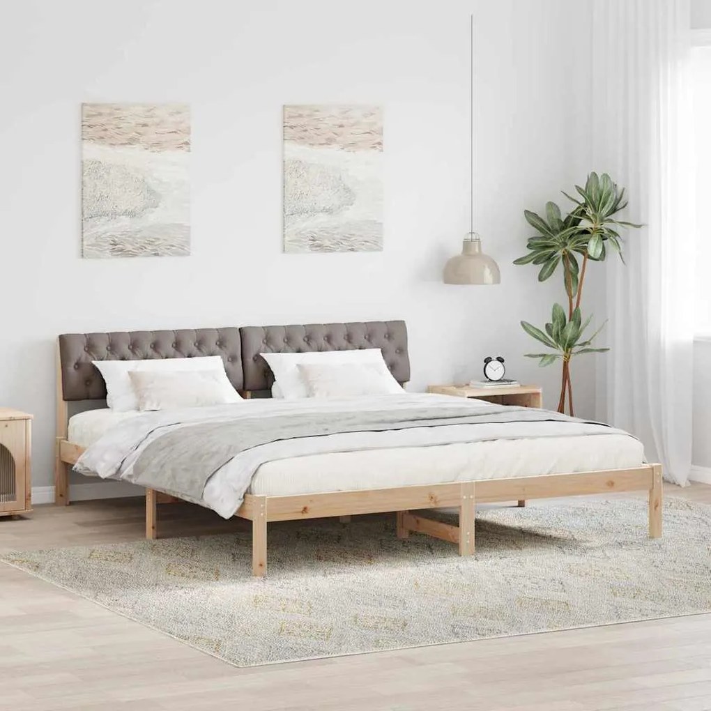 Rám postele Hnědá a taupe 180 x 200 cm Masivní borovicové dřevo 3394346