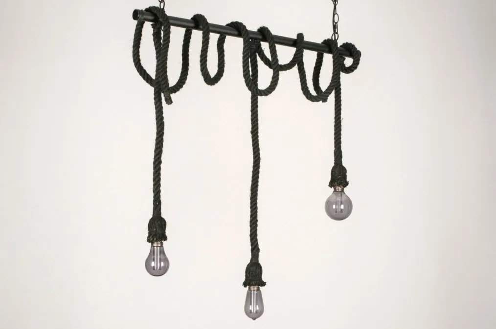 Závěsné designové svítidlo nad stůl Rope Industry Bulb 3 Nero