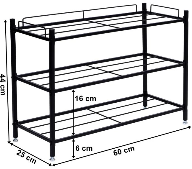 Botník VIENA LOFT 3 úrovně, černý