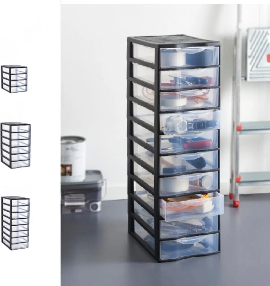 SUNDIS Úložný box s 10 zásuvkami, antracit, OFFICEMIX A4 10A