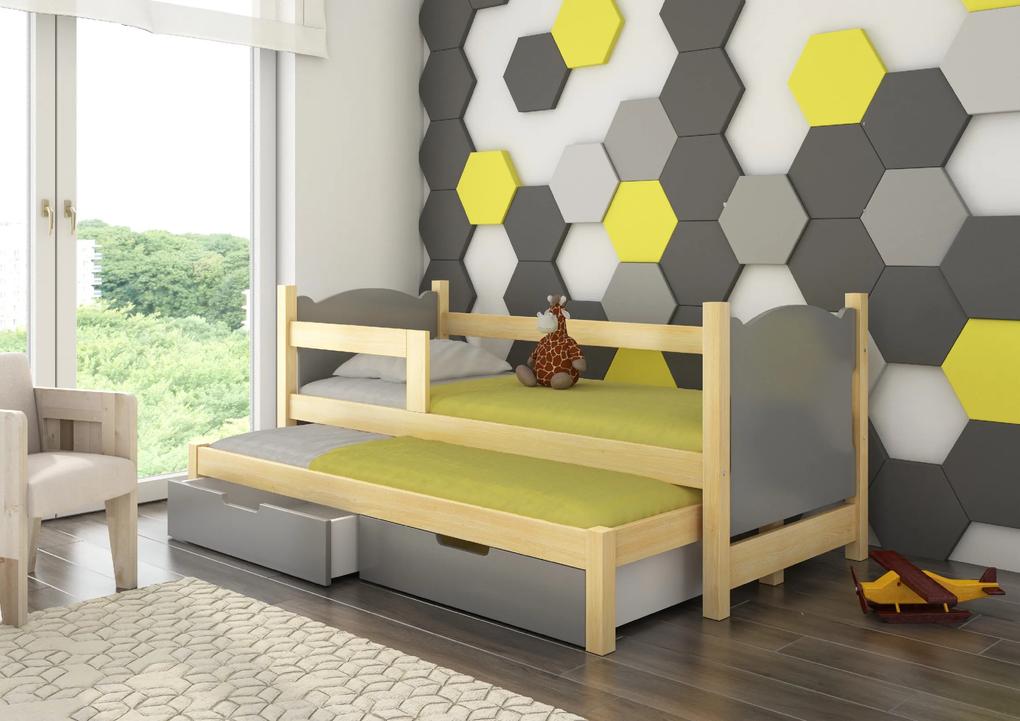 Dětská postel s matracemi CAMPOS Hlavní barva: Pine, Další barva: Šedá