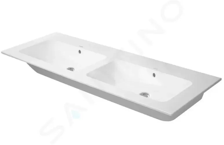 DURAVIT - ME by Starck Dvojumyvadlo nábytkové 1300x490 mm, s přepadem, bez otvoru pro baterii, bílá (2336130060)