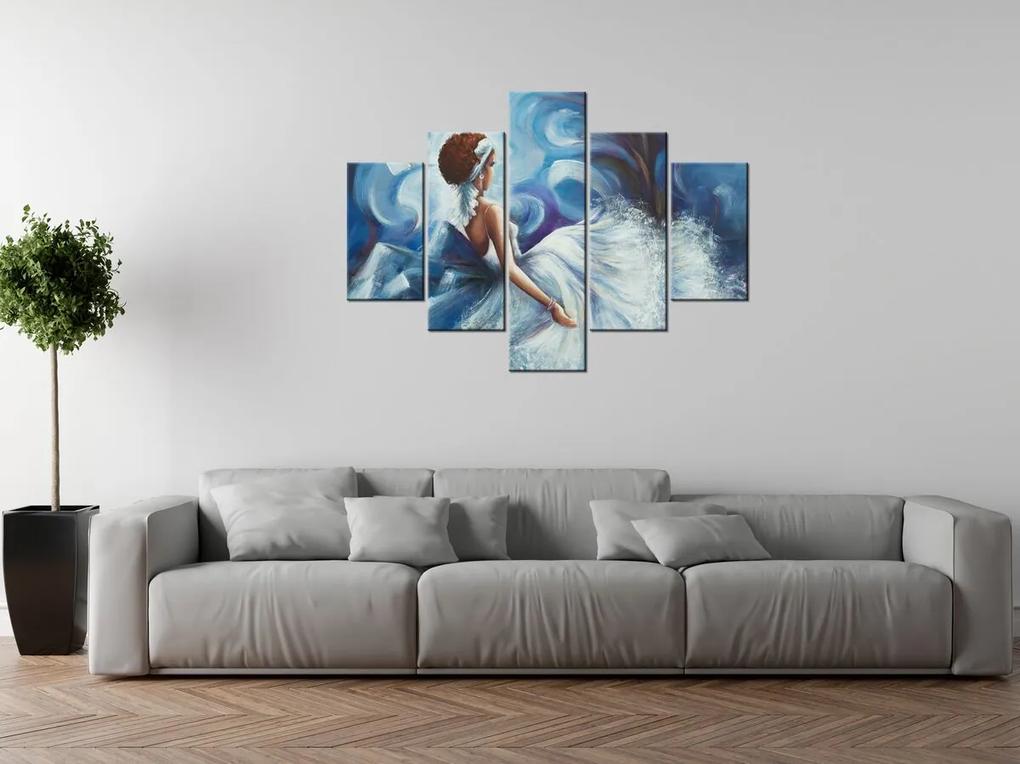 Gario Ručně malovaný obraz Krásná žena během tance - 5 dílný Rozměry: 100 x 70 cm