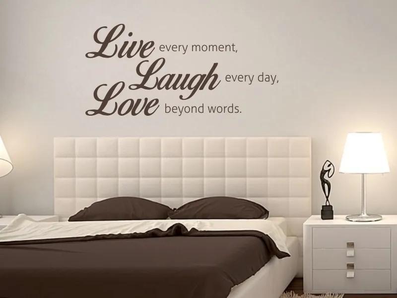 Samolepky na zeď - Live Laugh Love Barva: Hnědá světlá, Velikost: 60x28 cm