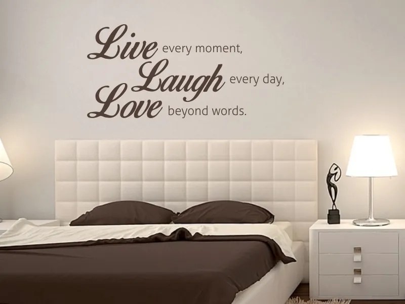 Samolepky na zeď - Live Laugh Love Barva: Hnědá tmavá, Velikost: 120x57 cm