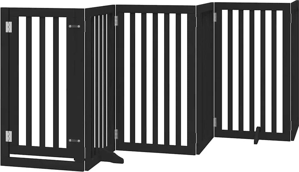 Zábrana pro psy s dvířky skládací 12 panelů černá 600 cm topol 3155657