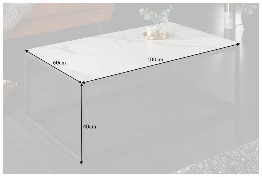 Massive home | Konferenční stolek SYMBIOSE WHITE MRAMOR 100 CM keramika