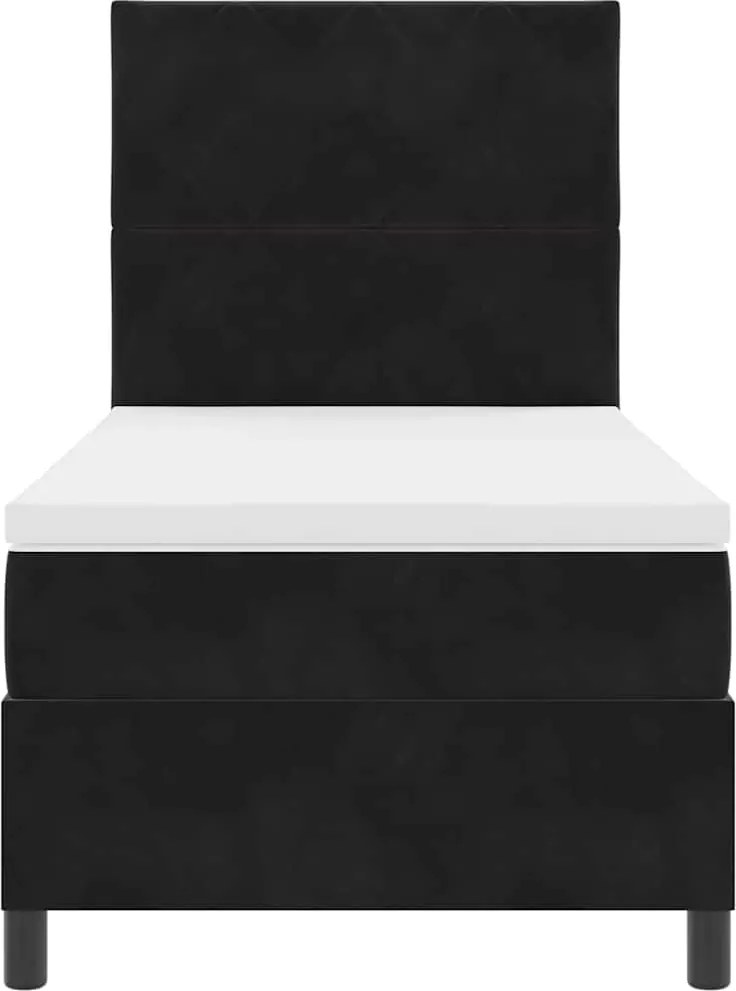 Postel s boxspringem s čelo Černý 90 x 190 cm samet 3339868