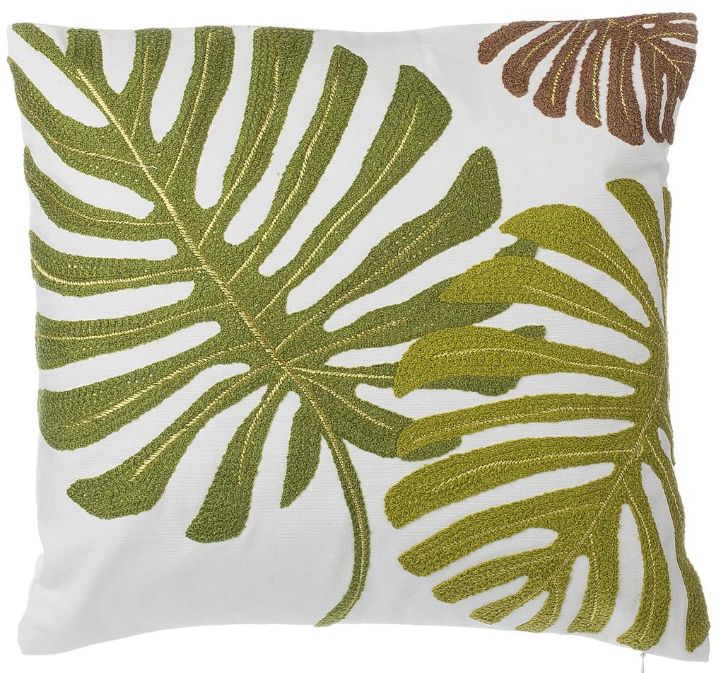 Sada 2 bavlněných polštářů Palmový motív 45 x 45 cm zelená ZENOBIA Beliani