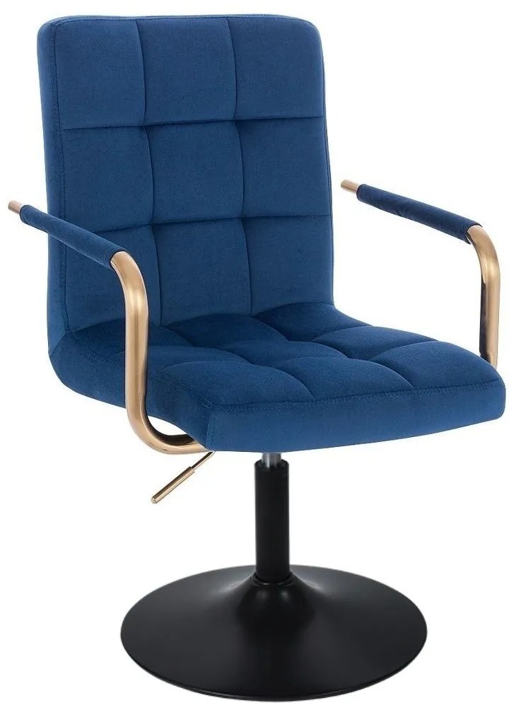 LuxuryForm DESIGN Otočná židle VERONA GOLD VELUR na černém talíři - modrá