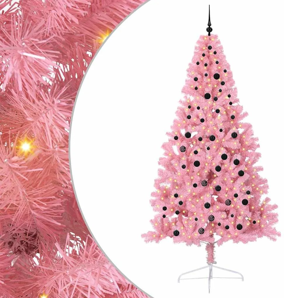 Umělý osvětlený vánoční stromeček Růžová 240 cm PVC 3397103