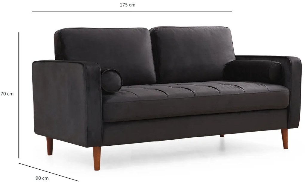 Designová sedačka Jarmaine 175 cm černá