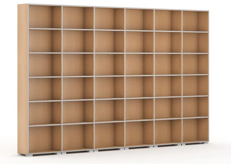 Knihovna SILVER LINE, 6 sloupců, 2230 x 3600 x 400 mm, buk