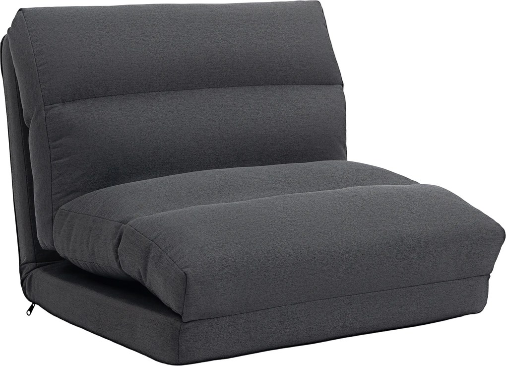 HOMCOM Sedací pytel s funkcí postele, sklápěcí opěrka, skládací, do 120 kg, 70 x 72 x 56 cm, tmavě šedá