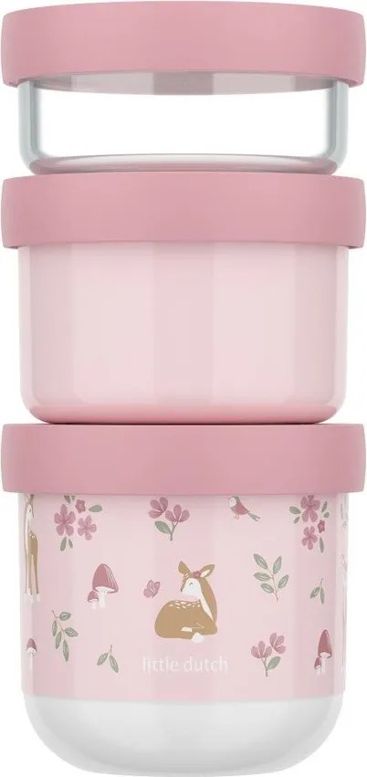 Světle růžové plastové dětské svačinové boxy v sadě 3 ks Fairy Garden – Mepal
