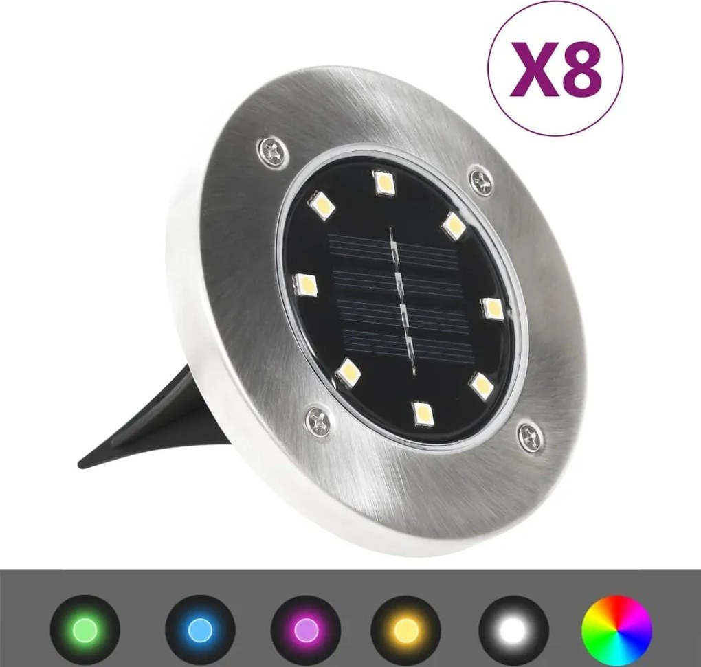 vidaXL Solární světlo k zapíchnutí do země 8 ks LED [44417] Barva: Bílá