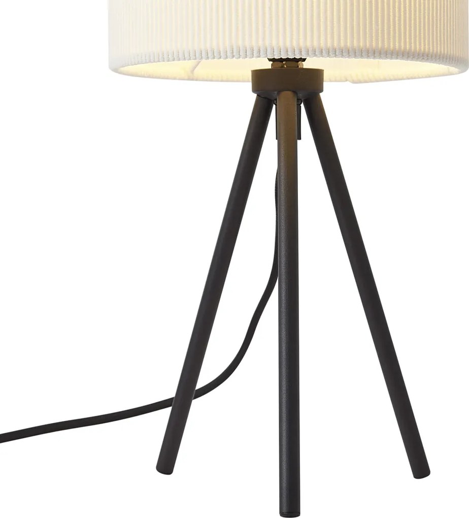 Moderní stolní lampa s trojnožkou bílá se sametovým stínidlem - Luz