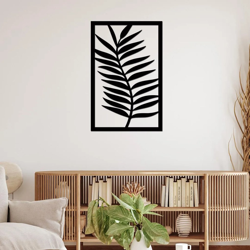 dřevo života Dřevěná dekorace na zeď LIST Rozměry (cm): 52x80, Barevný vzor: Černá