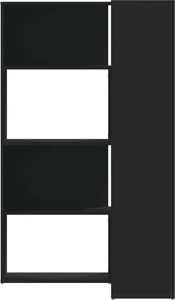 Rohová 4patrová knihovna černá 85x85x140 cm kompozitní dřevo 3307811