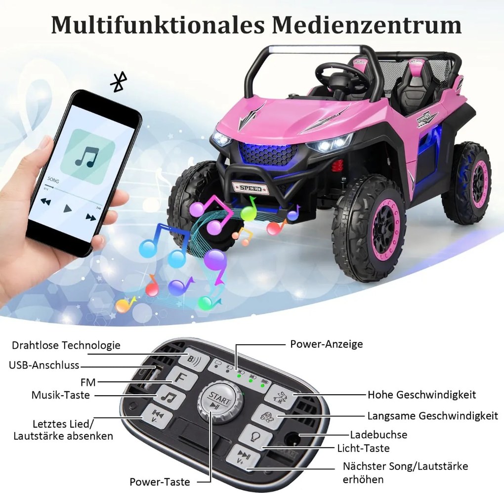 Costway Dětské auto, pojízdné terénní auto se 2 sedadly