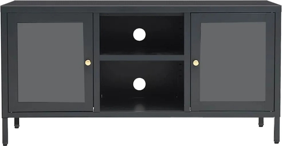 TV stolek antracitový 105 x 35 x 52 cm ocel a sklo 336060